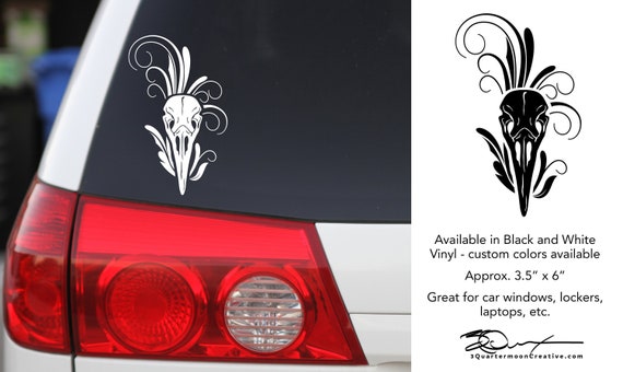 Raven Skull Sticker Raven Decal Car Sticker Car Decal - Etsy