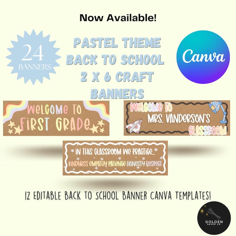 Pastel Welcome Banner Canva Template, 2x6 Ft Classroom Banner, Editable ...