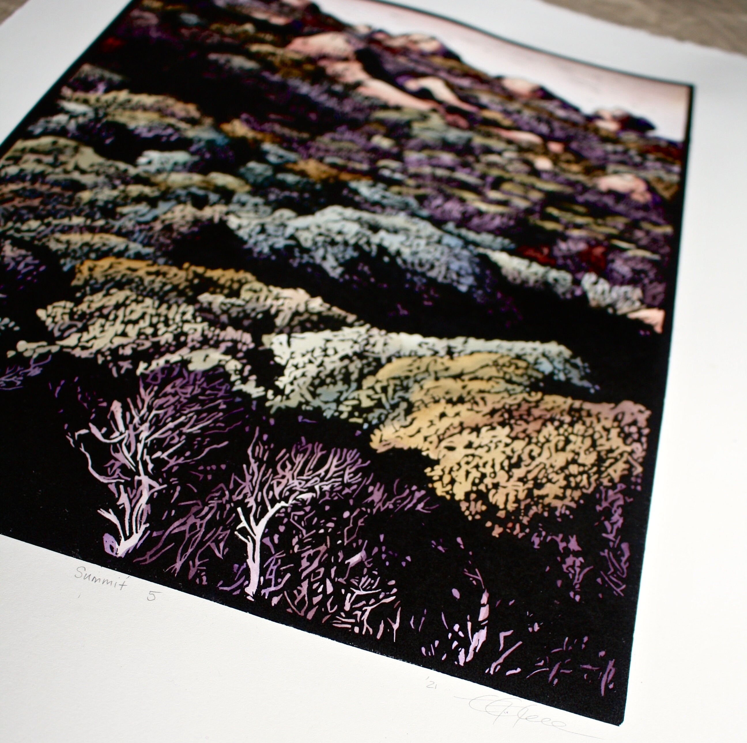 Large Linocut Print Mountain Landscape Tasmania Mount - Etsy Australia