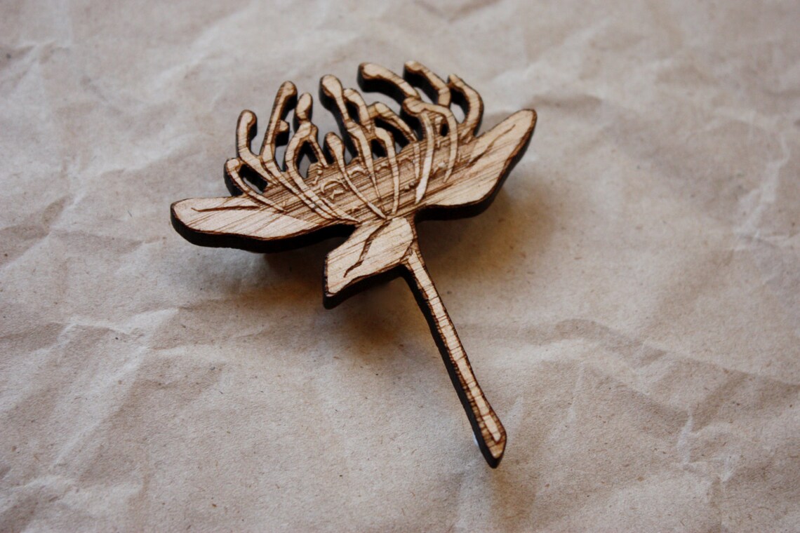 Waratah Wildflower Brooch, Wooden Wildflower Brooch, Australian ...