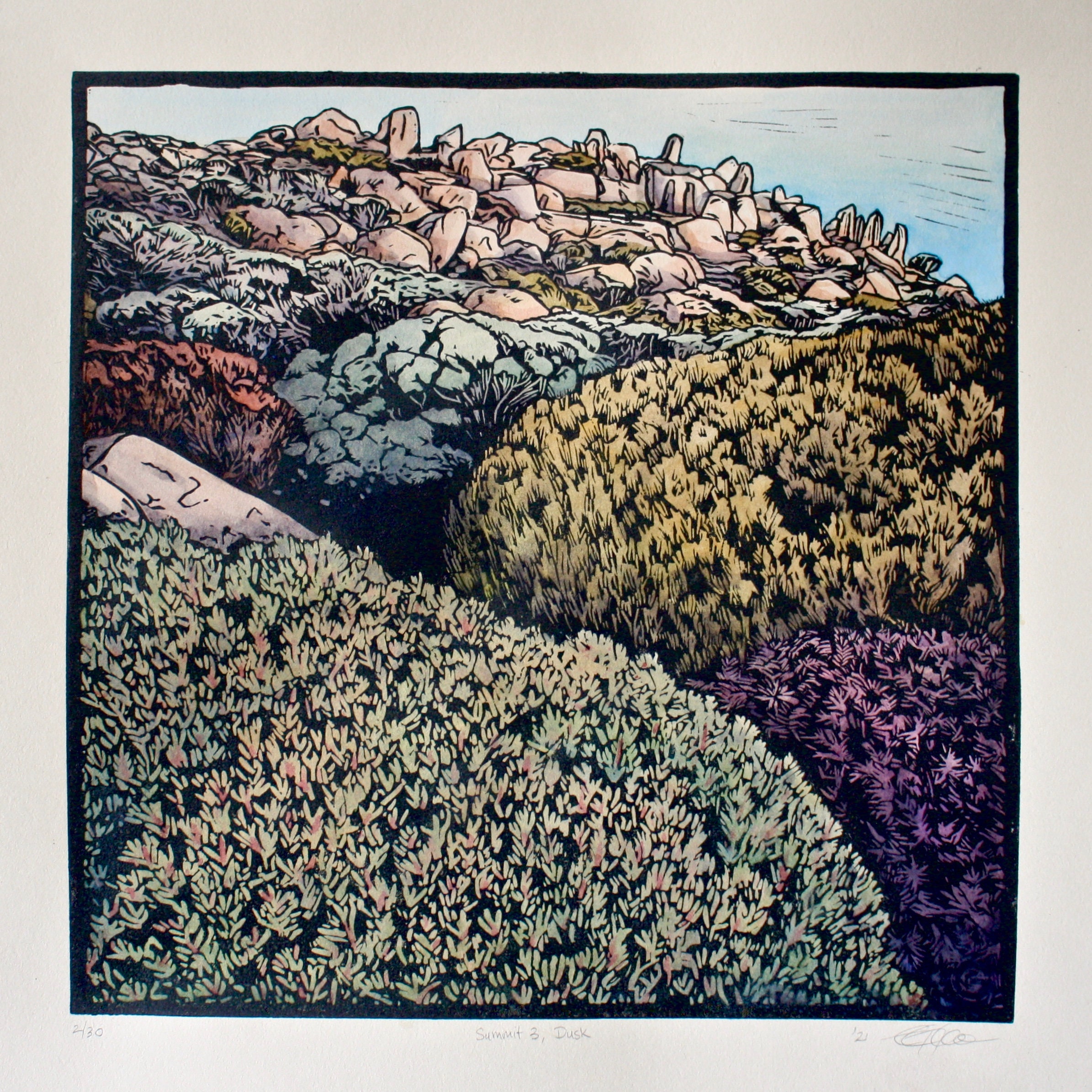 Large Linocut Print Mountain Landscape Tasmania Mount - Etsy UK
