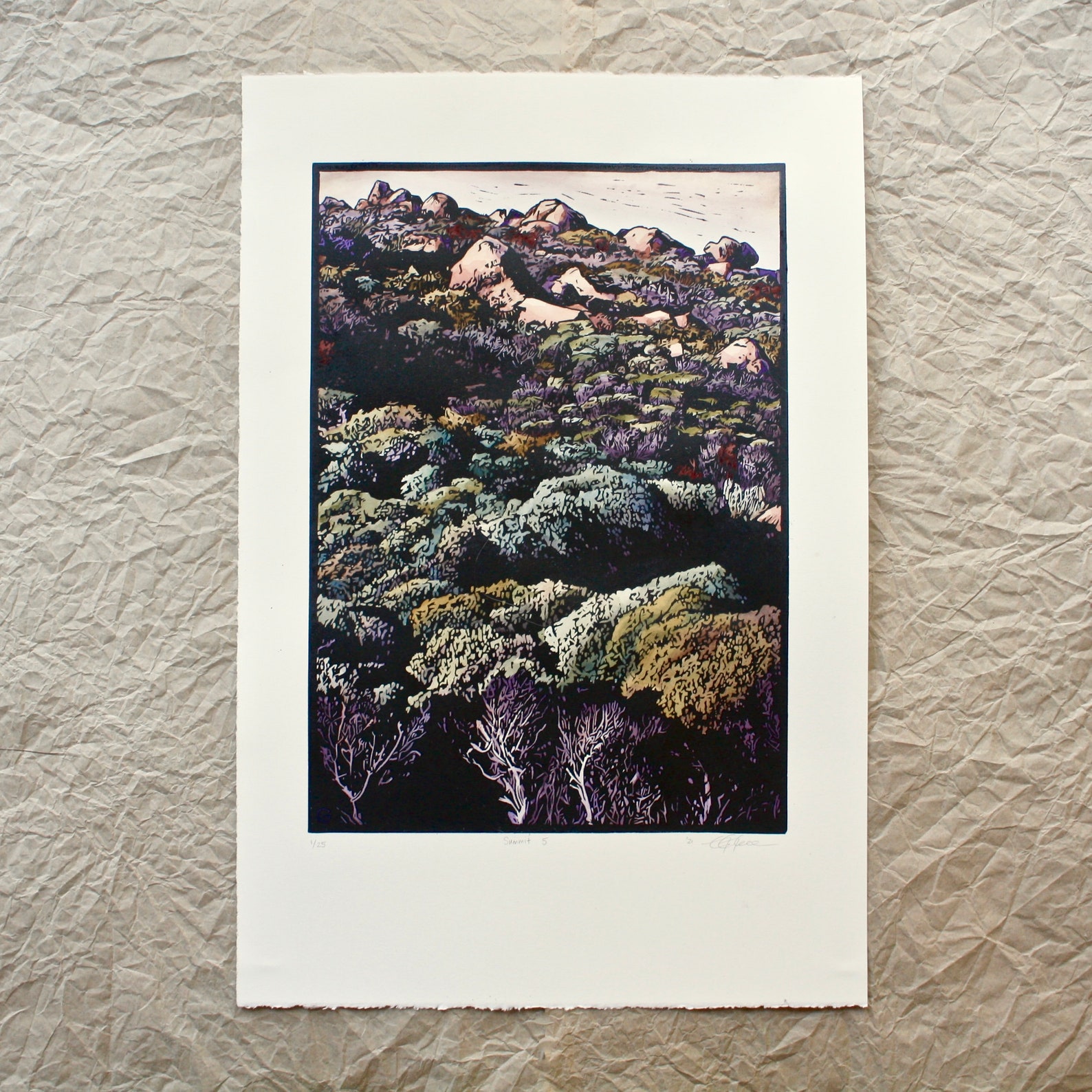 Large Linocut Print Mountain Landscape Tasmania Mount - Etsy Australia