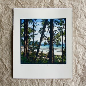 Original Hand Painted Linocut, Lino Print, Australian Landscape, Beach ...