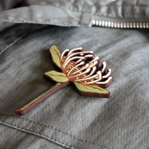 White Waratah Wildflower Brooch, Wooden Wildflower Brooch, Australian ...