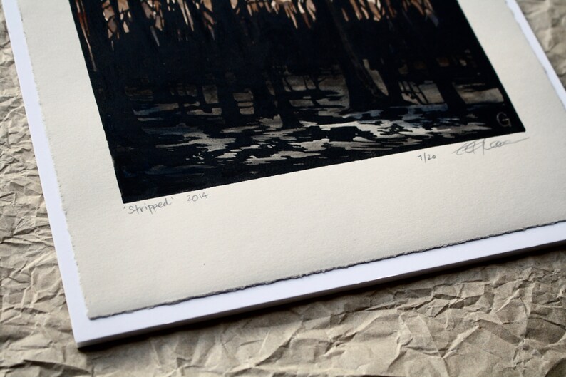 Original Linocut Print Hand Painted Lino Print Bushfire | Etsy