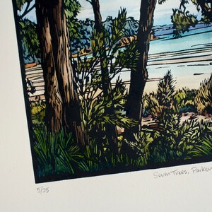 Original Hand Painted Linocut, Lino Print, Australian Landscape, Beach ...