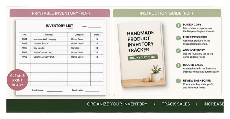 Handmade Inventory Tracker | Stock, Sales & Reorder Spreadsheet - Etsy
