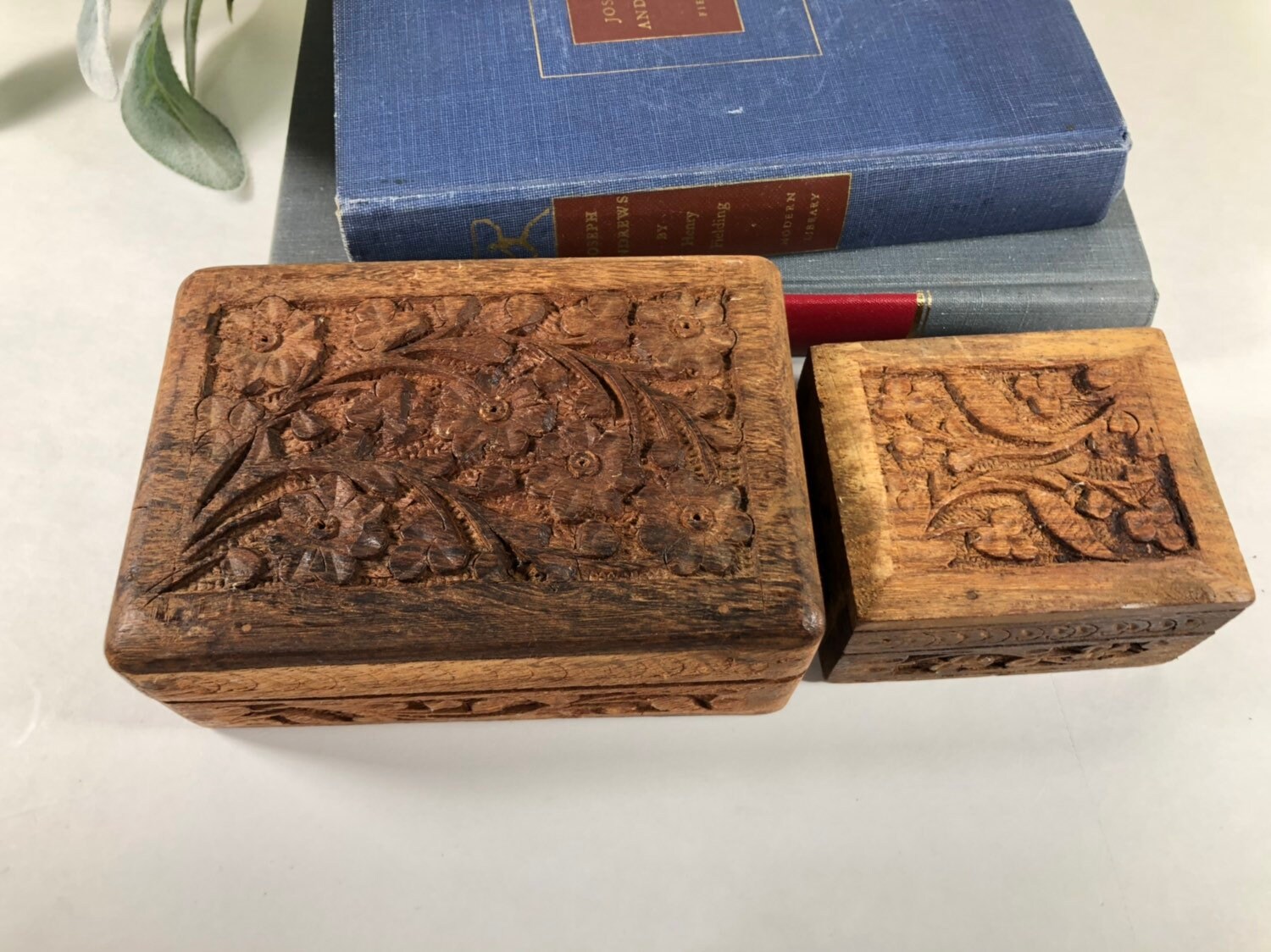 Pair of Carved Wooden Boxes Hand Carved Ornate Box Boho Box - Etsy