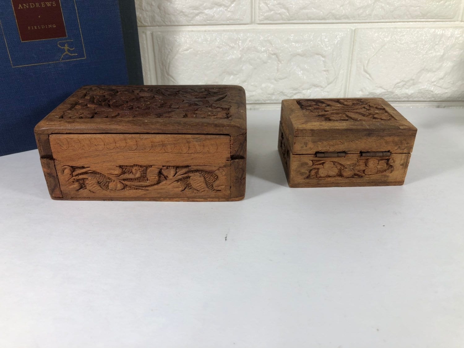 Pair of Carved Wooden Boxes Hand Carved Ornate Box Boho Box - Etsy