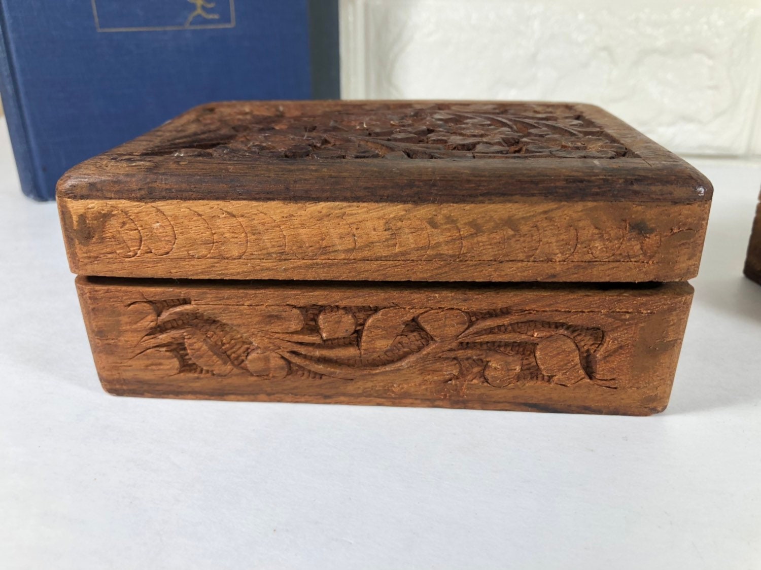 Pair of Carved Wooden Boxes Hand Carved Ornate Box Boho Box - Etsy