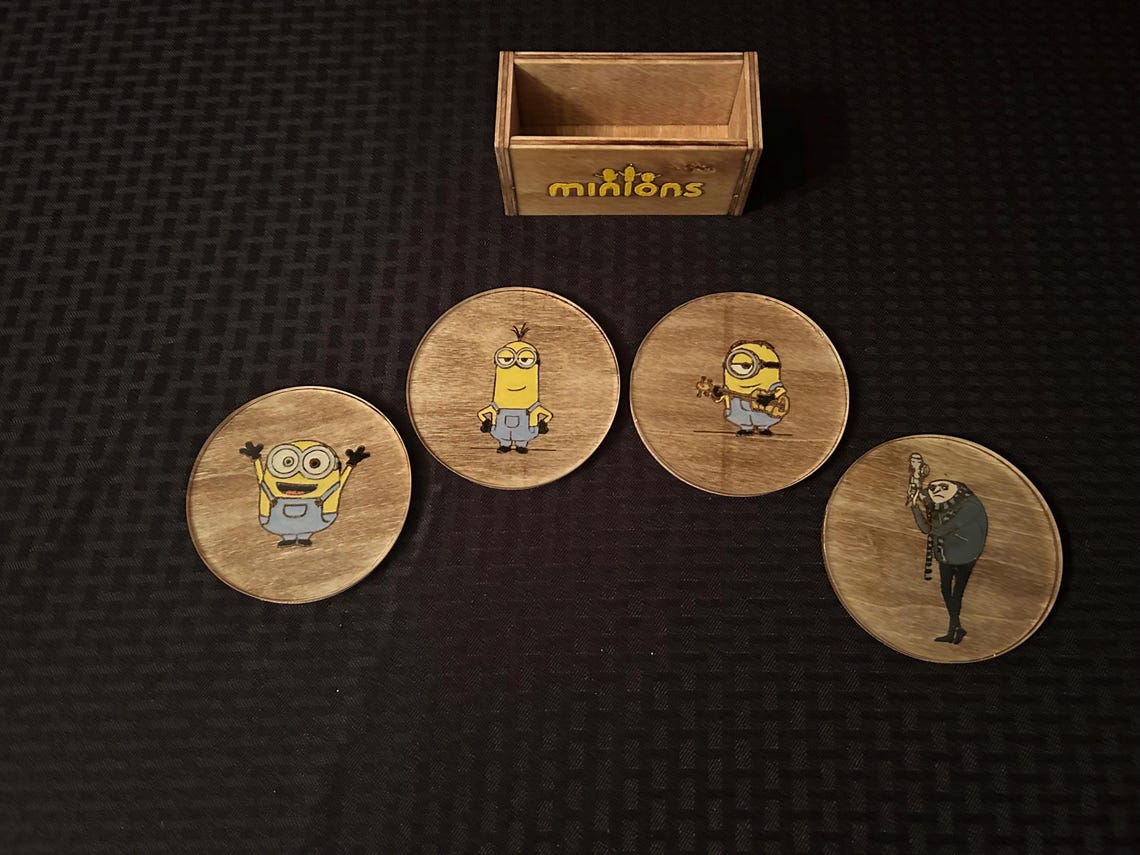 Minions Coasters With Holder - Etsy