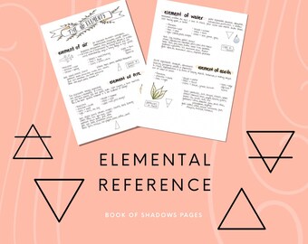 ELEMENTAL MAGICK Instant Digital Download Printable Book of Shadows ...