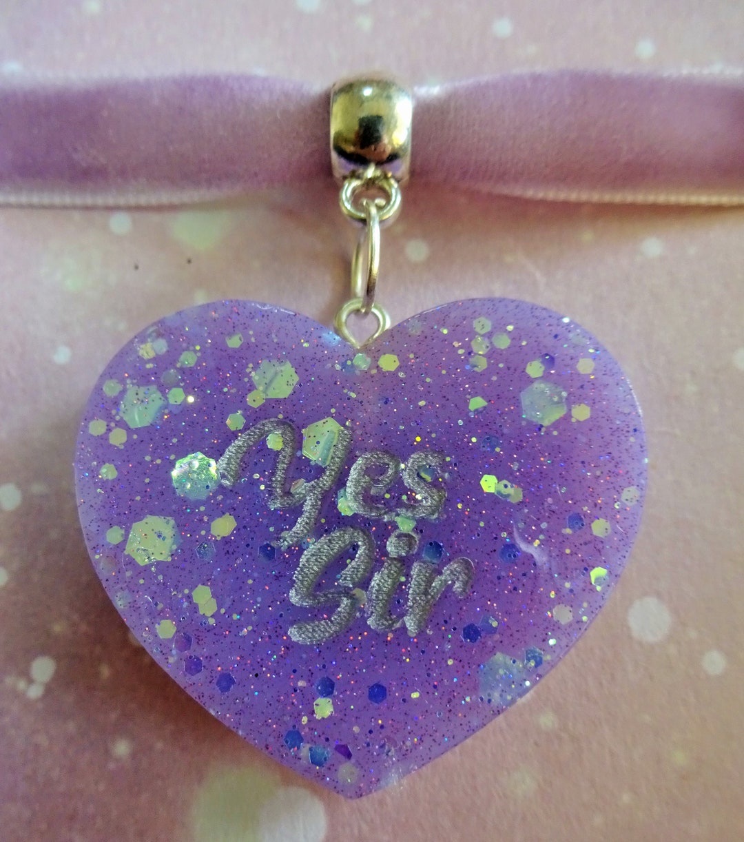 Purple Yes Sir Galaxy Daddy Heart Glitter Velvet Ribbon Choker Day ...