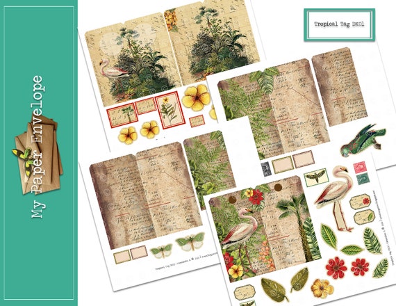 Tropical Tag DK01 Digital Printable Journal Kit Tags - Etsy