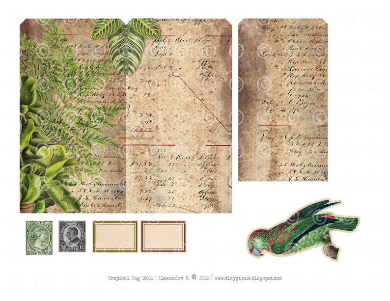 Tropical Tag DK01 Digital Printable Journal Kit | Tags Ephemera - Etsy