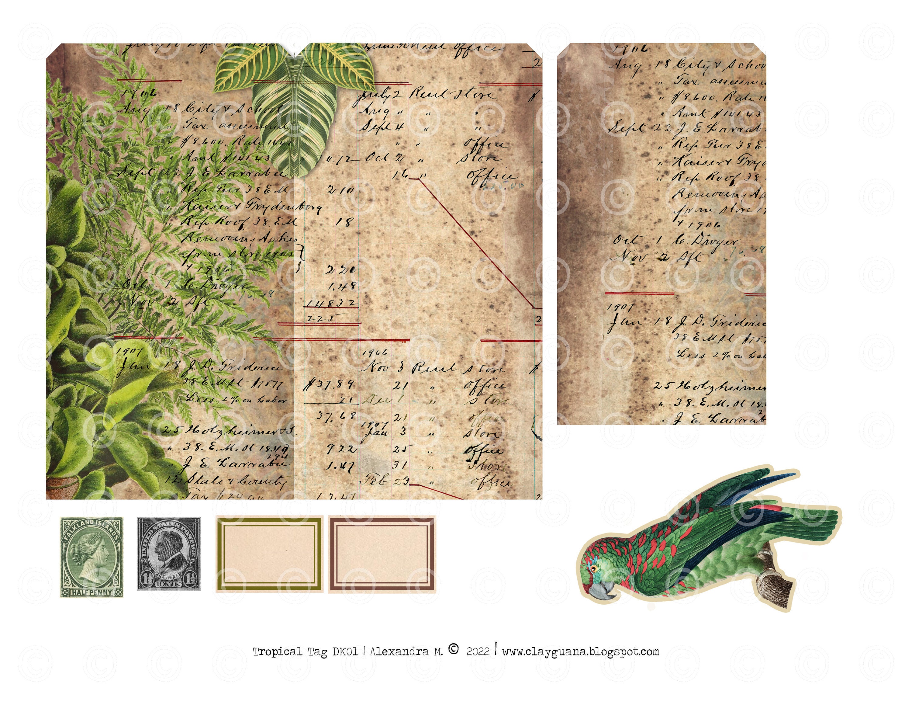 Tropical Tag DK01 Digital Printable Journal Kit | Tags Ephemera - Etsy