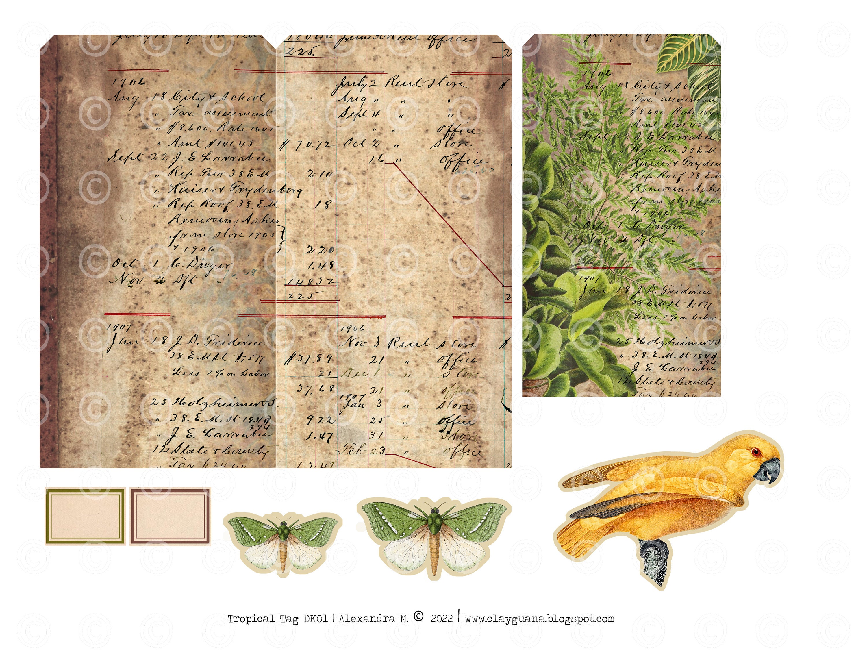 Tropical Tag DK01 Digital Printable Journal Kit | Tags Ephemera - Etsy