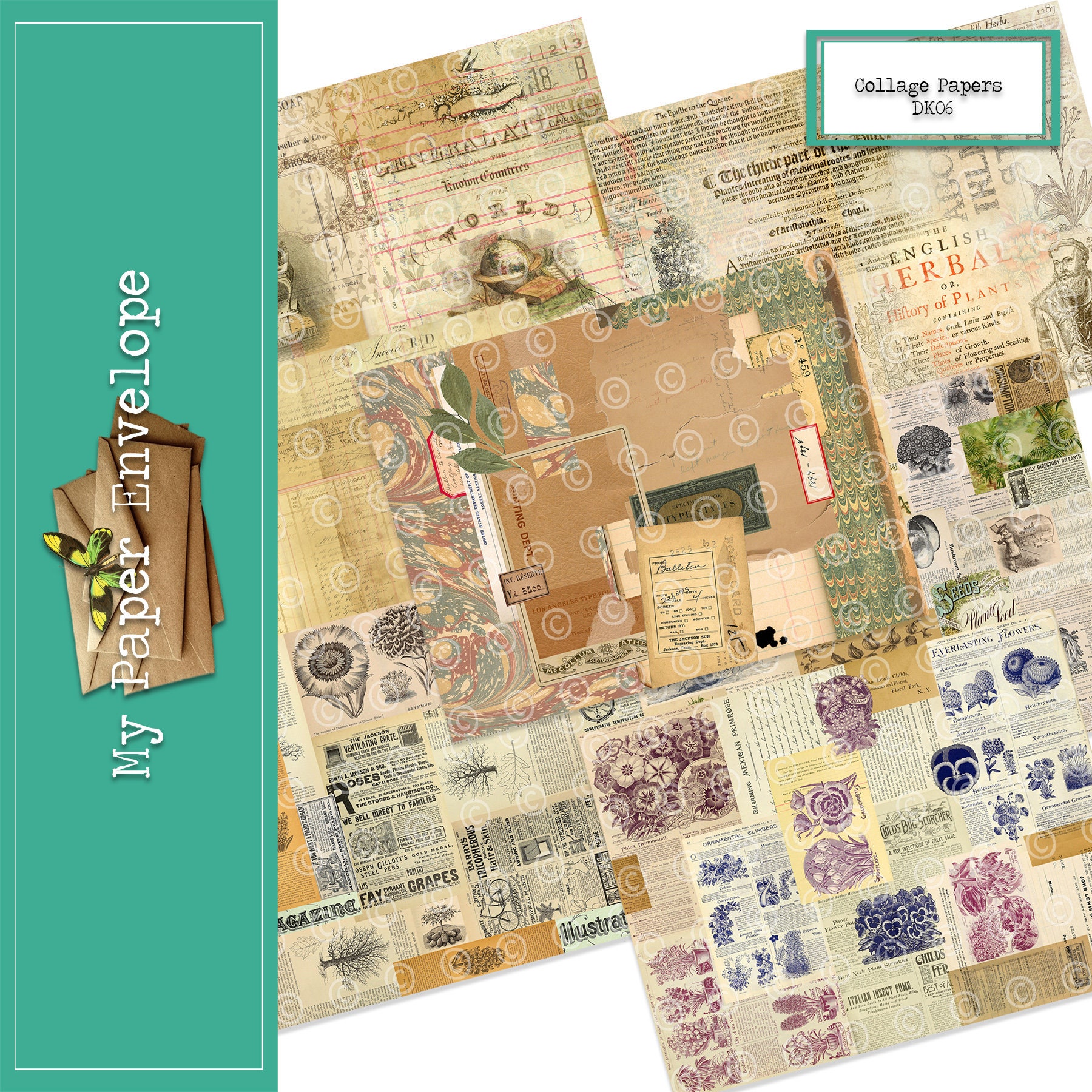 Collage Papers DK06 Digital Printable Journaling Kit Collage Paper - Etsy