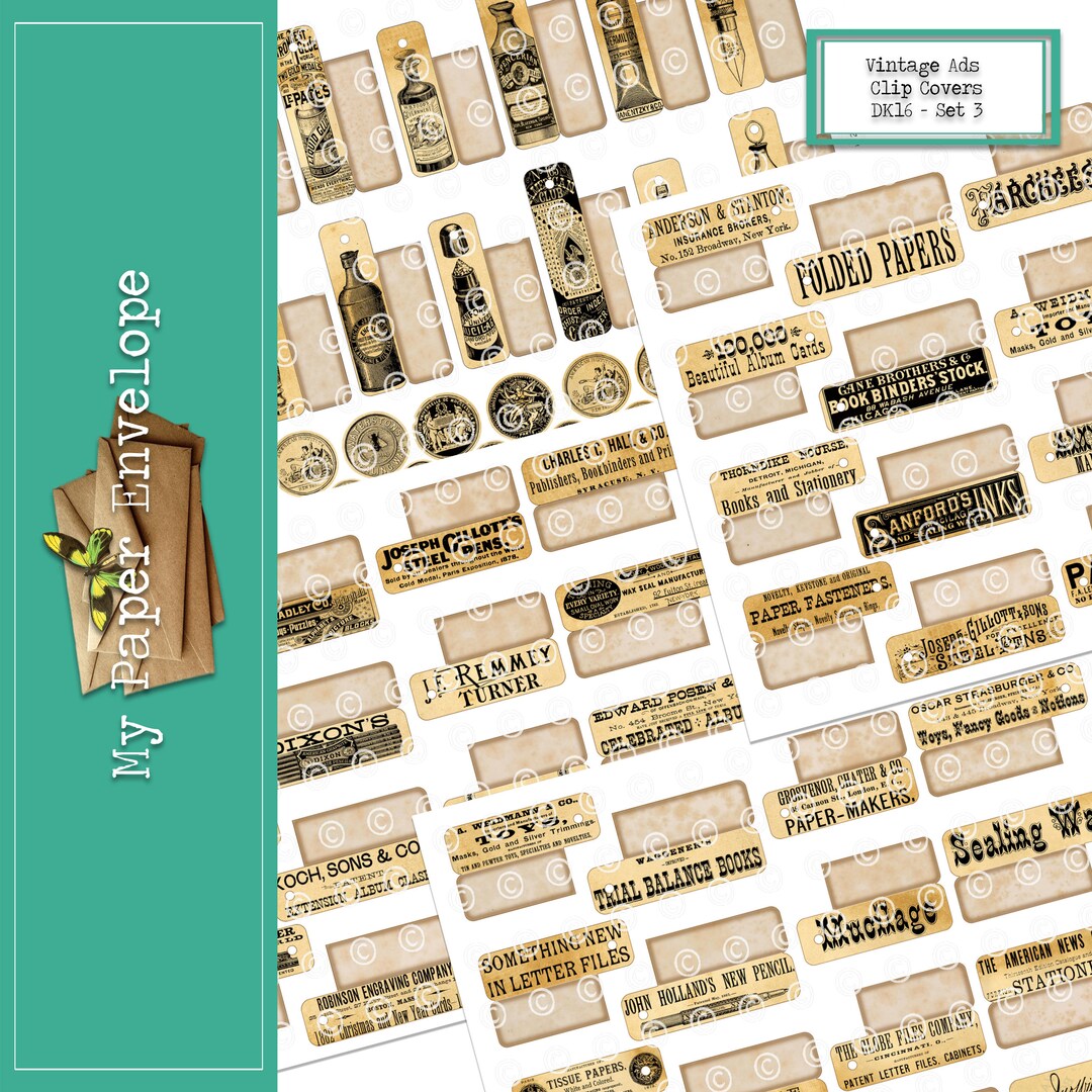 DK16 Neutral Paper Clip Covers Set 3 - Vintage Ads - Etsy