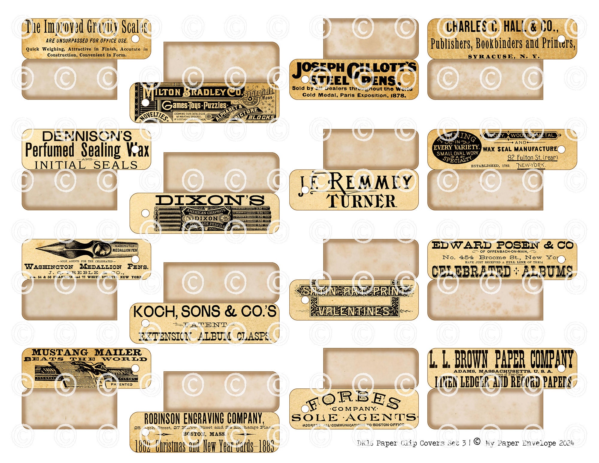 DK16 Neutral Paper Clip Covers Set 3 - Vintage Ads - Etsy