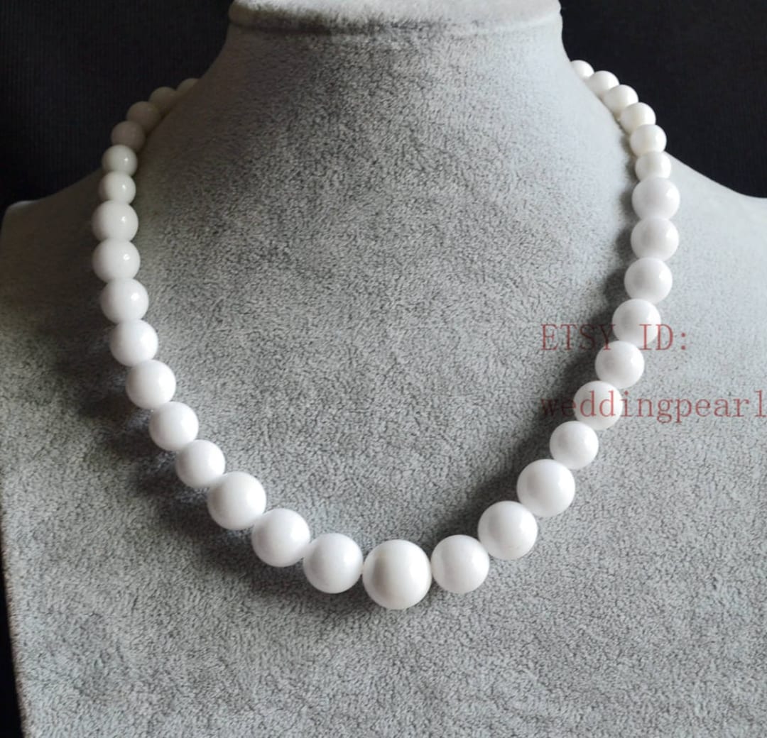 Pure White Gradually Necklace, Single Strand White Shell Necklace ...