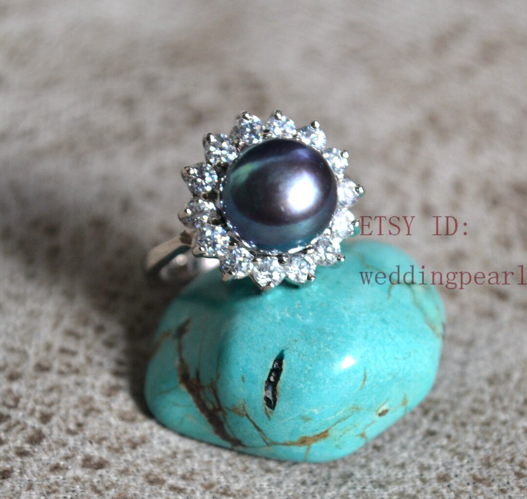 Real Pearl Ring, 9.2 Mm Peacock Pearl Ring, Freshwater Pearl Ring ...
