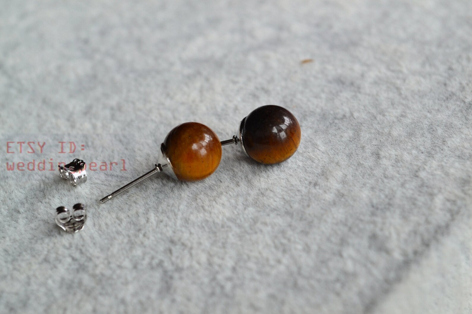 Tiger's-eye Stone Earring9.9mm Real Stone Stud Earrings - Etsy