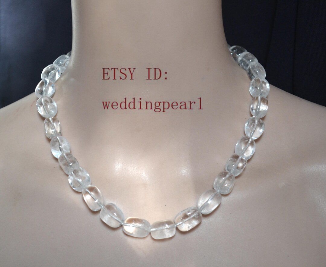 Natural Quartz Crystal Necklace, Raw Clear Beaded, Real Crystal ...