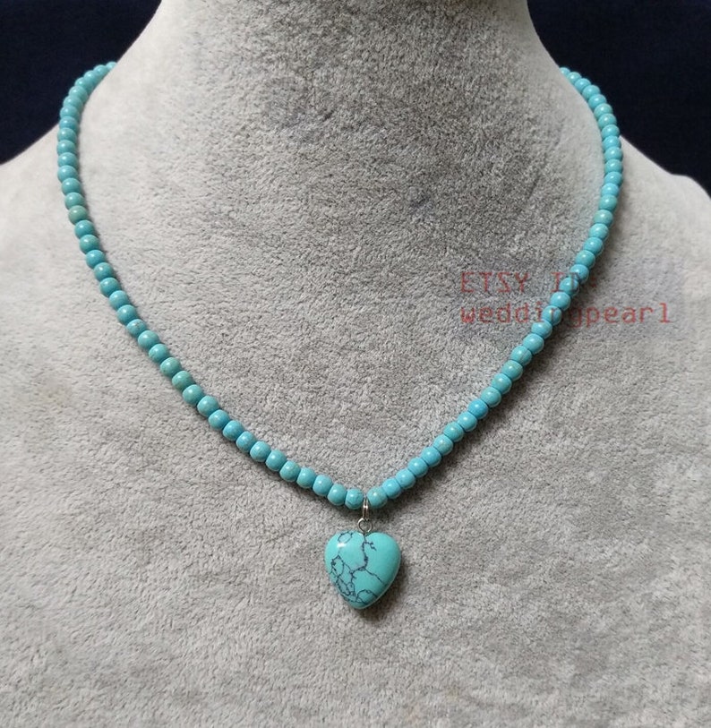 Turquoise Heart-shaped Necklacesmall Turquoise With a - Etsy
