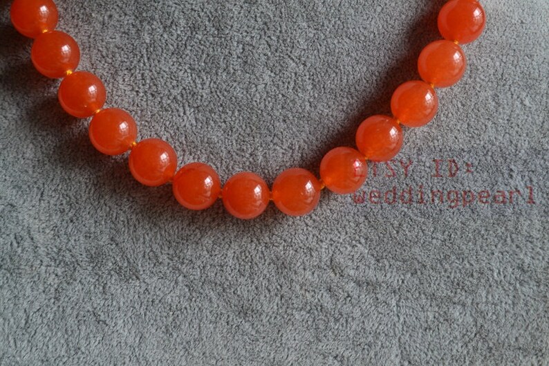 Hand Knotted 12mm Orange Jade Necklace, Dyed Color - Etsy