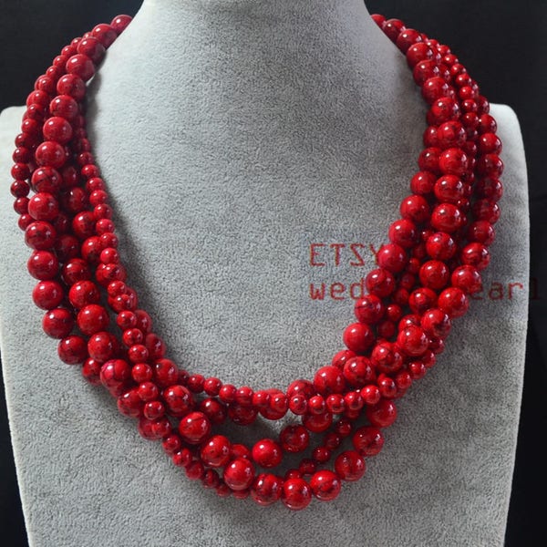 Red Statement Necklace - Etsy