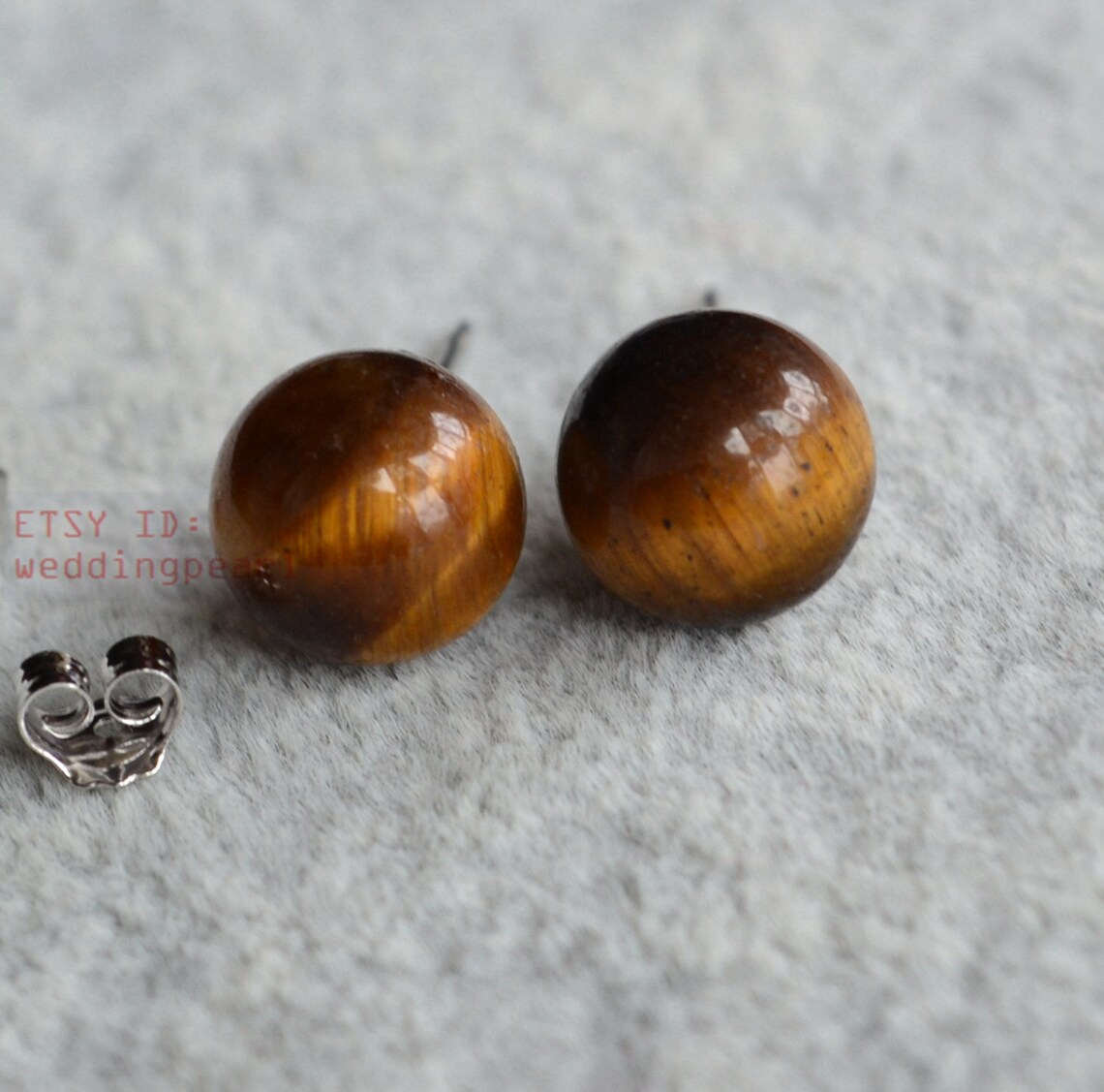 Tiger's-eye Stone Earring9.9mm Real Stone Stud Earrings - Etsy