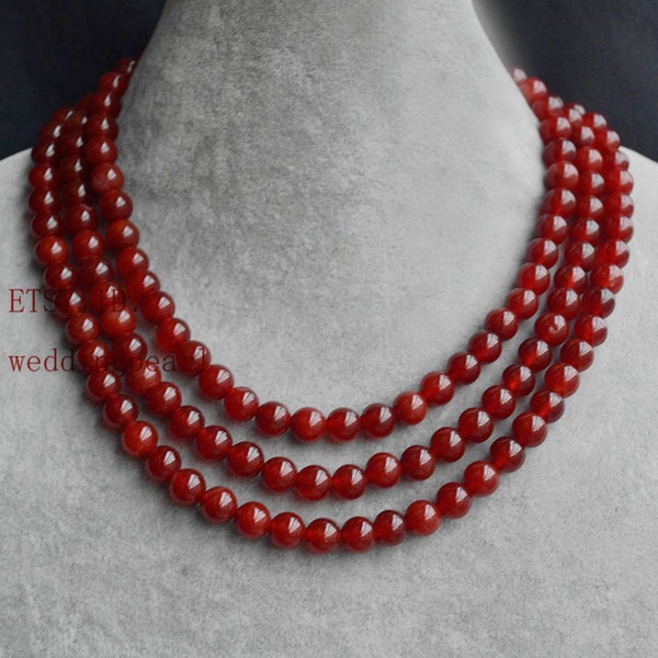 Red Stone Necklace - Etsy