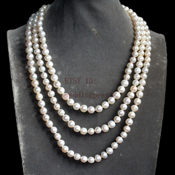 Long Pearl Necklace - Etsy