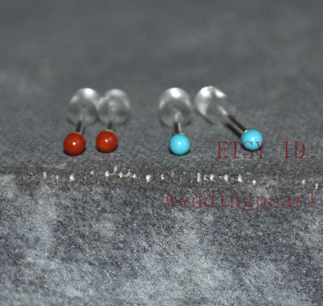 Very Very Small Turquoise Earrings, Natural Turquoise Stud Earrings,petite Ochres Agate Earrings ...