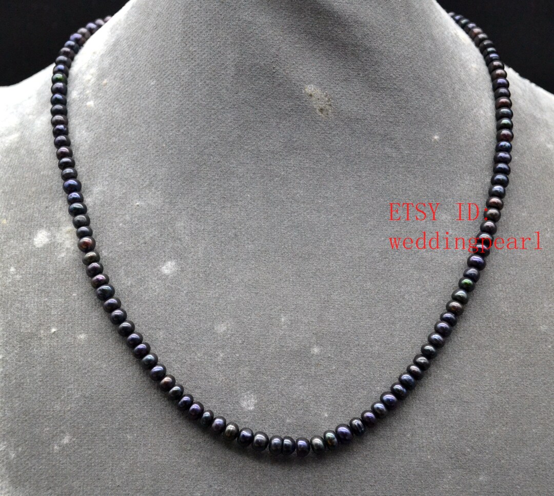 Collier de perles noires 5 mm Vrais colliers de perles deau - Etsy France