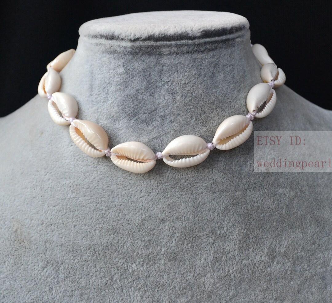 Cowrie Shell Choker Necklace, Ivory Beaded Seashell, Beach Jewelry - Etsy