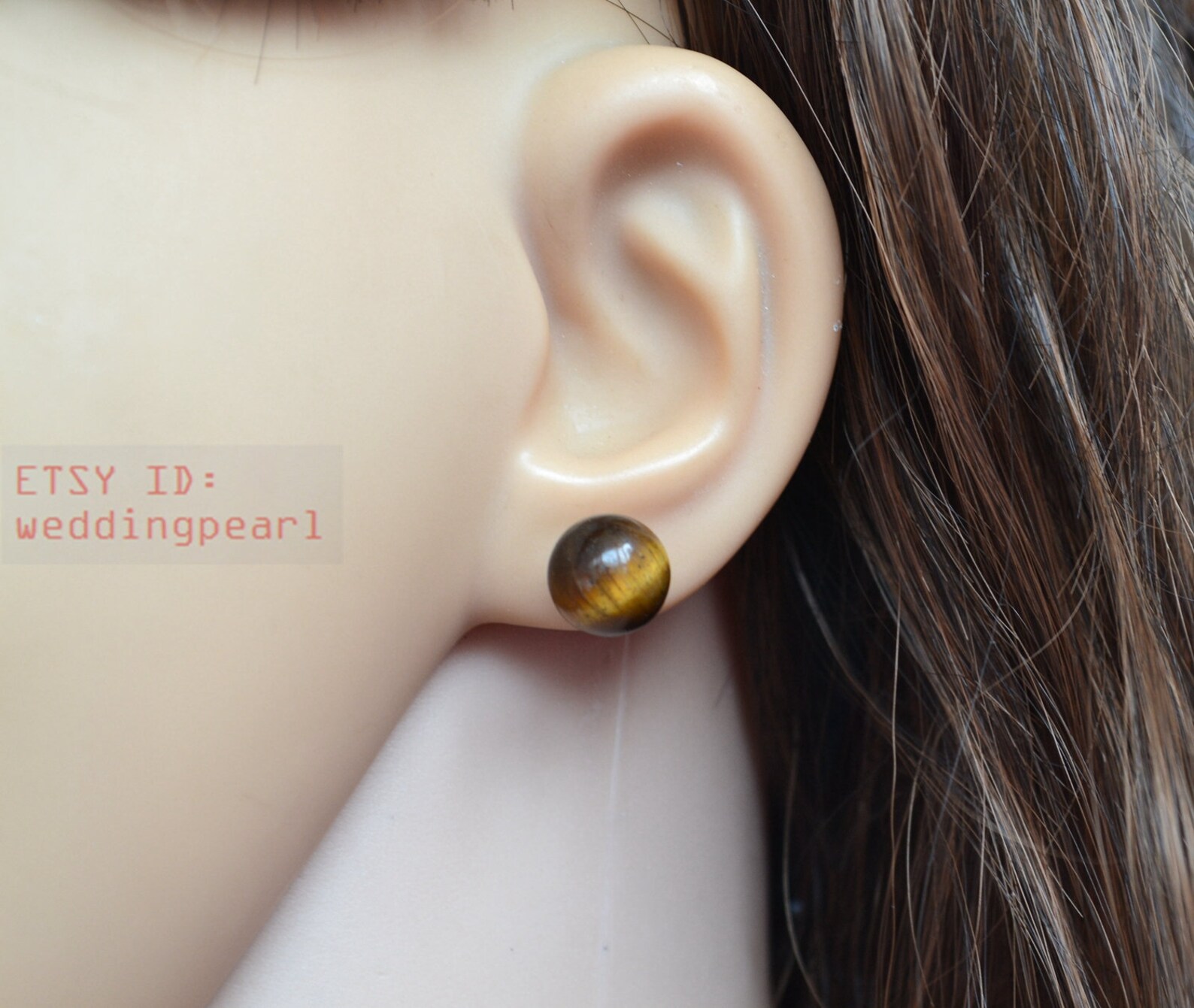 Tiger's-eye Stone Earring9.9mm Real Stone Stud Earrings - Etsy