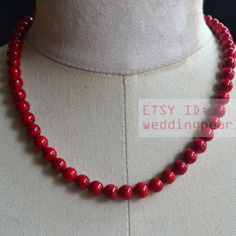 Red Bead Necklace - Etsy