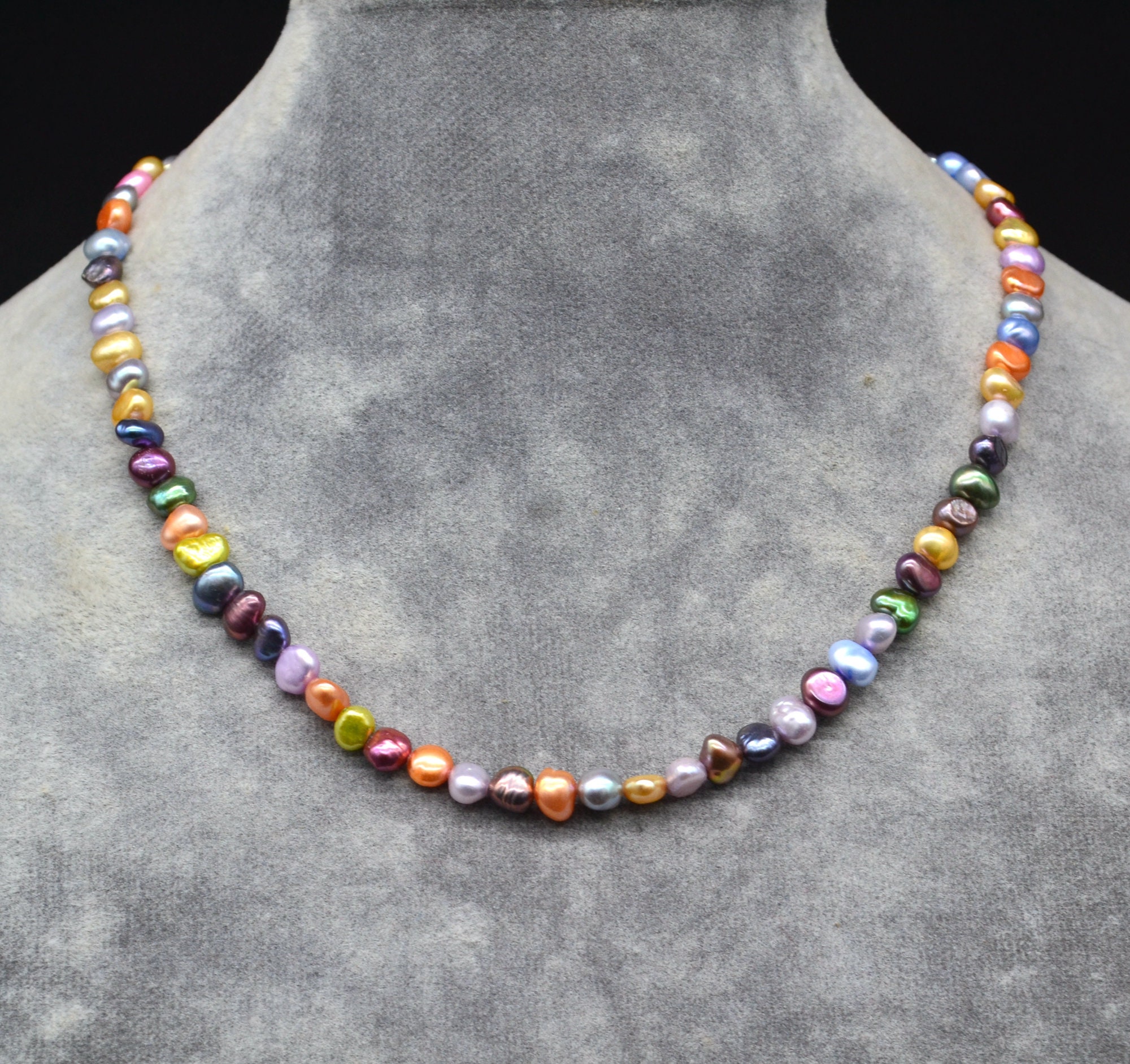 Multi-color real pearl necklace6mm freshwater pearl | Etsy