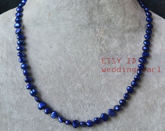 Navy Pearl Necklace | Etsy