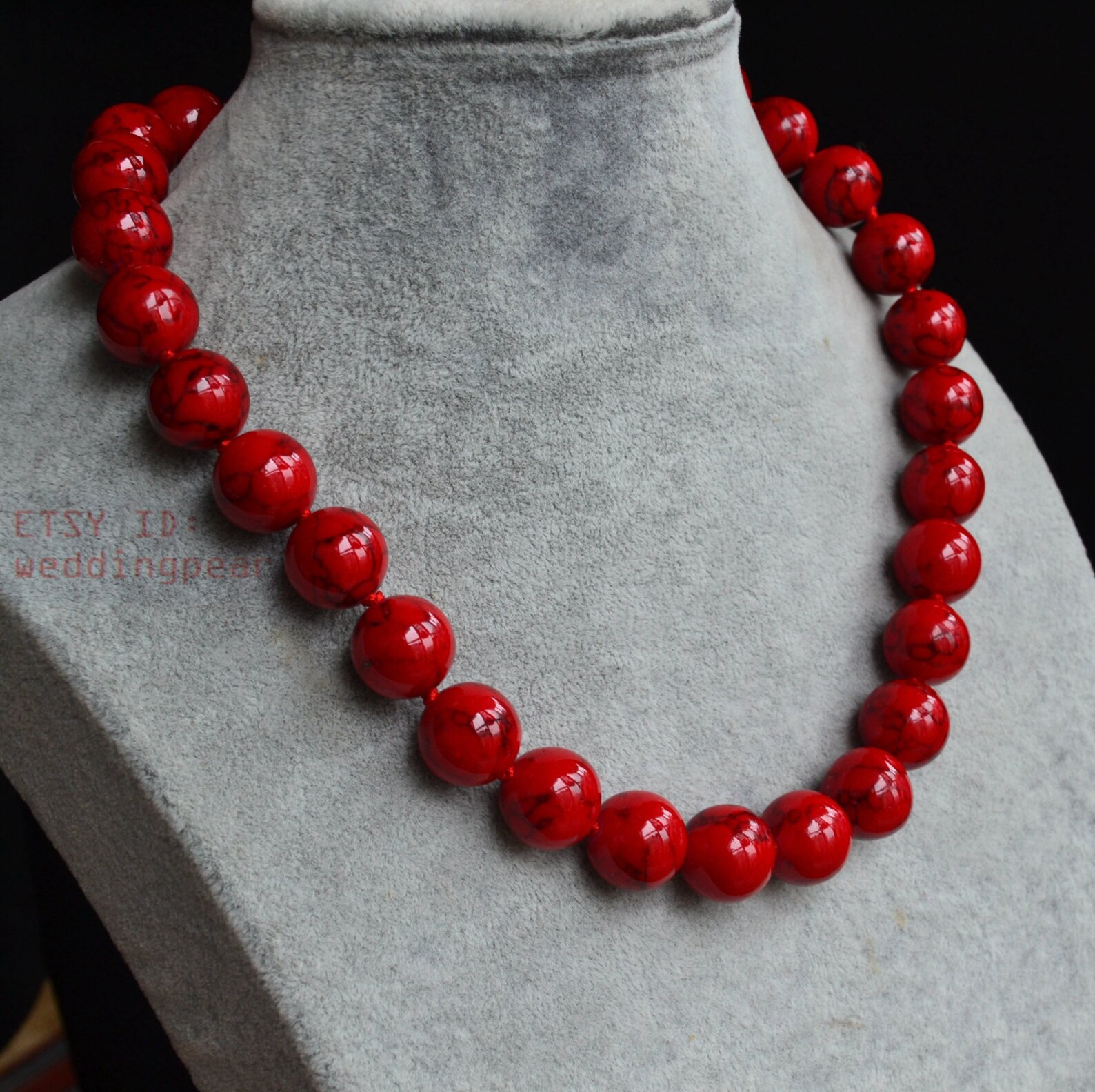 Red Turquoise Necklace14mm Single Strand Man-made Turquoise - Etsy