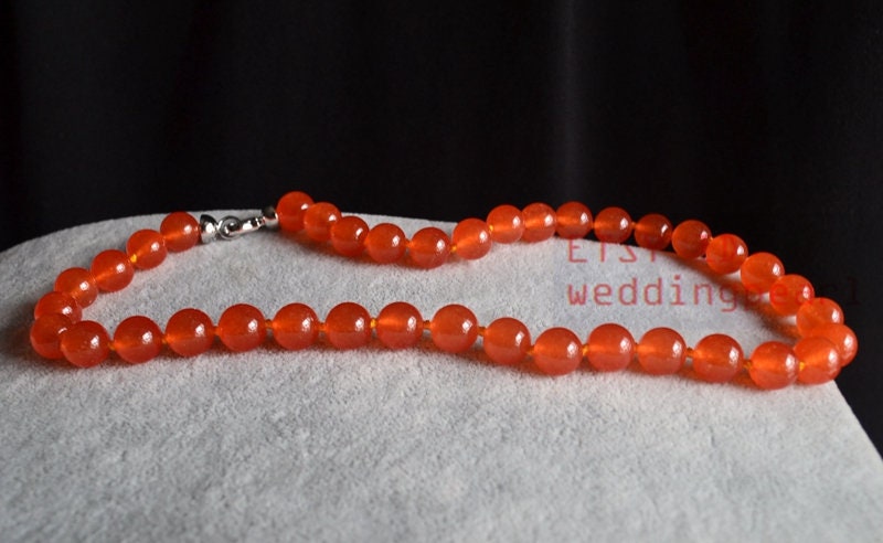 10mm orange jade necklacesingle strand orange bead | Etsy