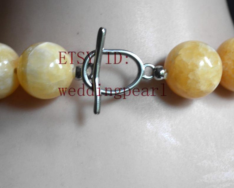 Huge 20mm Natural Light Yellow Jade Necklace,big Round Yellow Beads ...