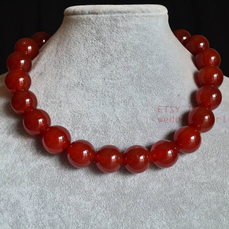 Red Bead Necklace - Etsy