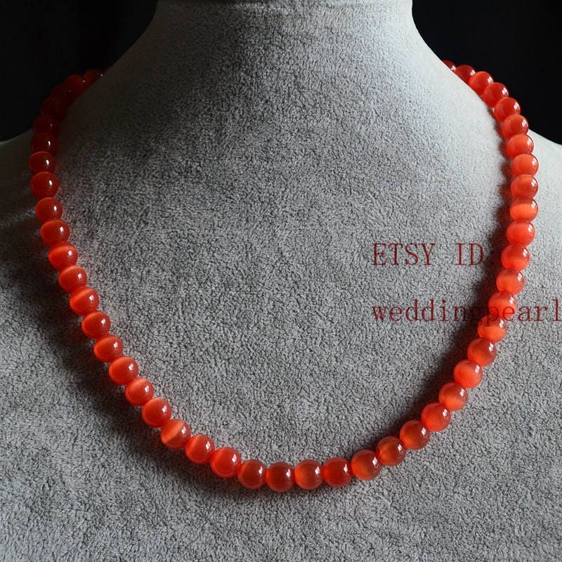 Orange Bead Necklace - Etsy