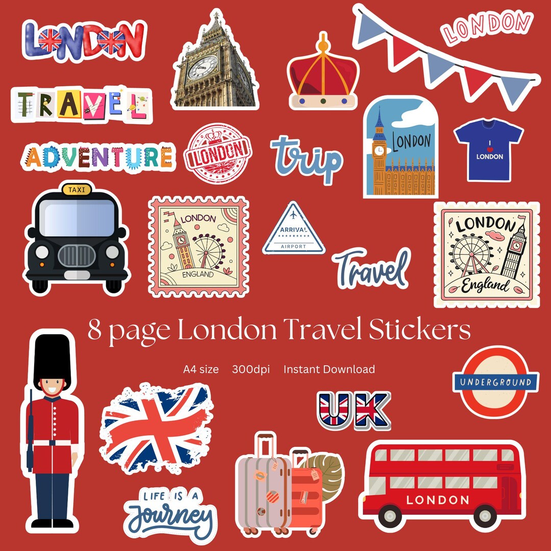 A4 London Stickers for Holidays Travelling Scrapbook Journal Stickers ...
