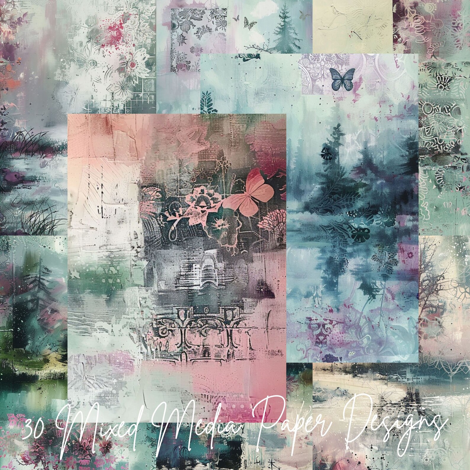 30 Mixed Media Paper Designs | A4 Size | Perfect for Junk Journal Pages ...