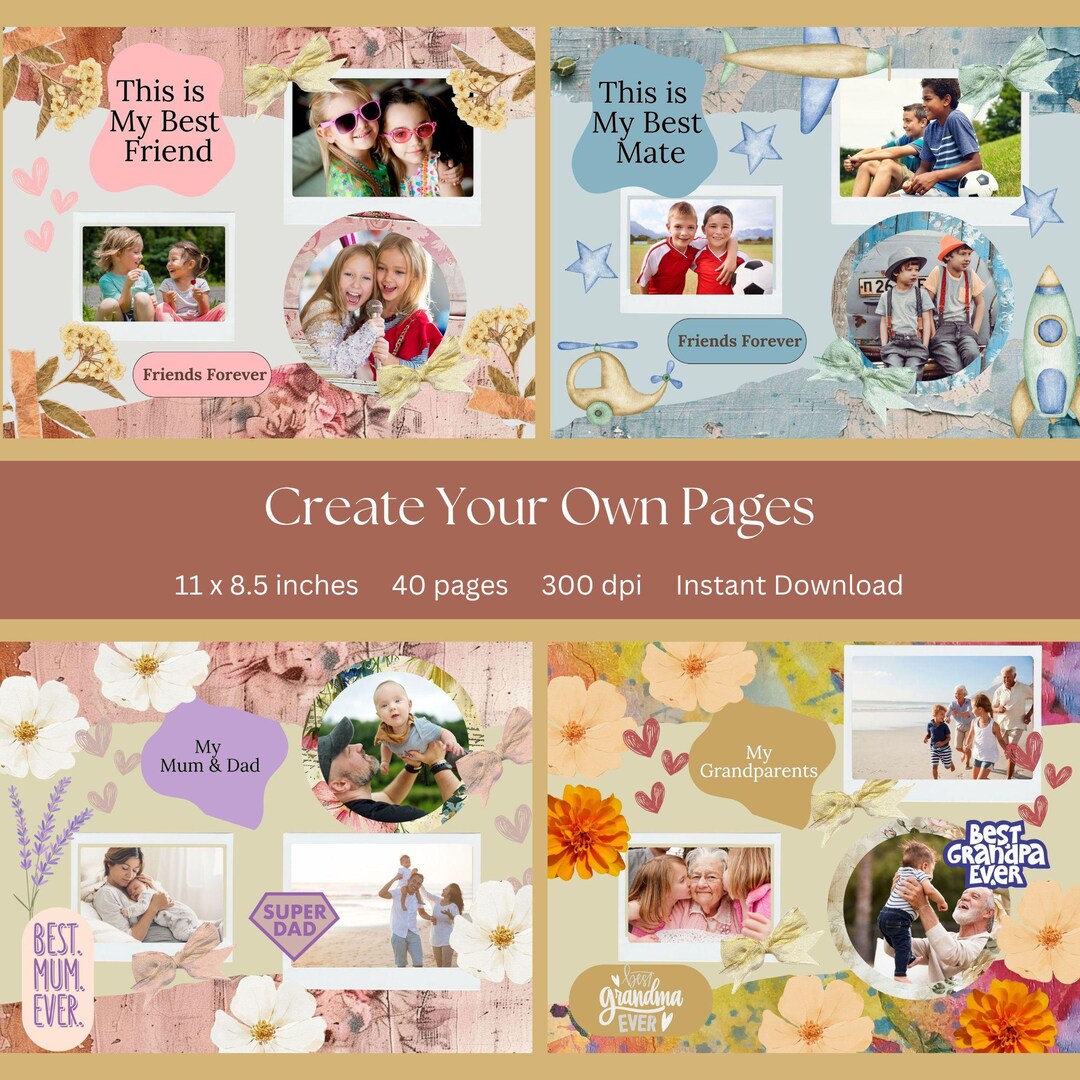 Create Your Own Pages MEGA Pack | 11 X 8.5 Size | Junk Journal| Digital ...