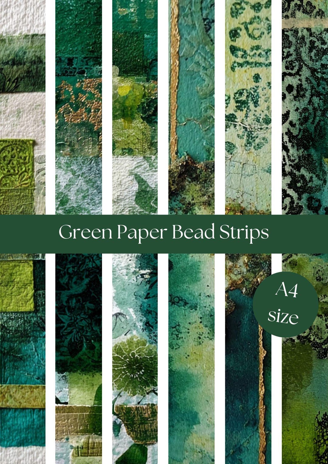 A4 Paper Bead Strips | DIY Beads Paper Beads | Green Mixed Media Style ...